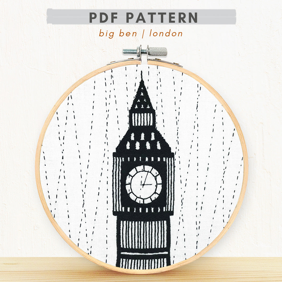 PDF Embroidery Pattern | Big Ben | London – Embroidery and Sage